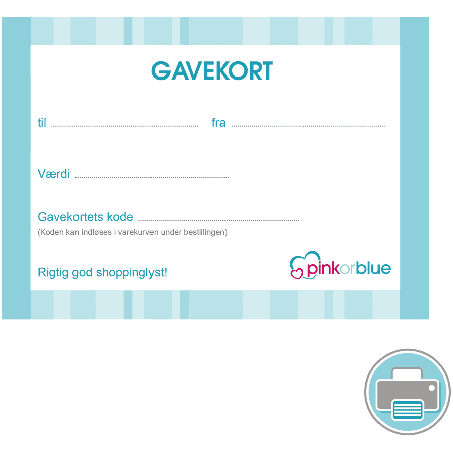 Gavekort print selv i blå - pinkorblue.dk