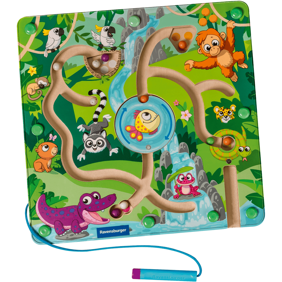 Ravensburger play+ Magnetisk labyrint i trä: Djungel babymarkt.se